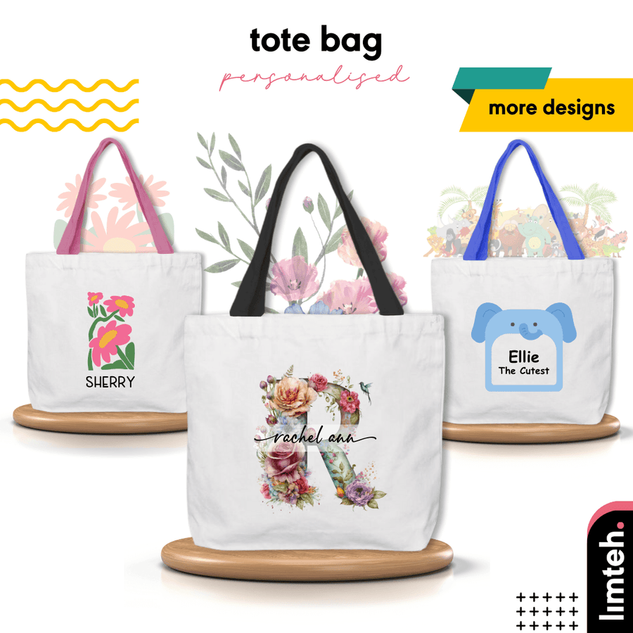 Personalised Tote Bag with name/initial | Tote Bag Woman | Canvas Bag ...